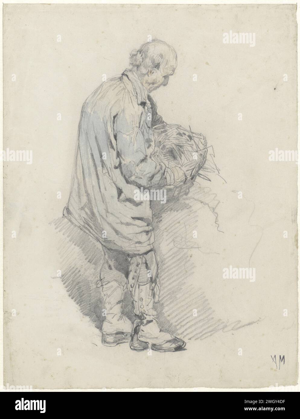 Coachman with a bunch of straw, Anton Mauve, 1848 - 1888 drawing ...
