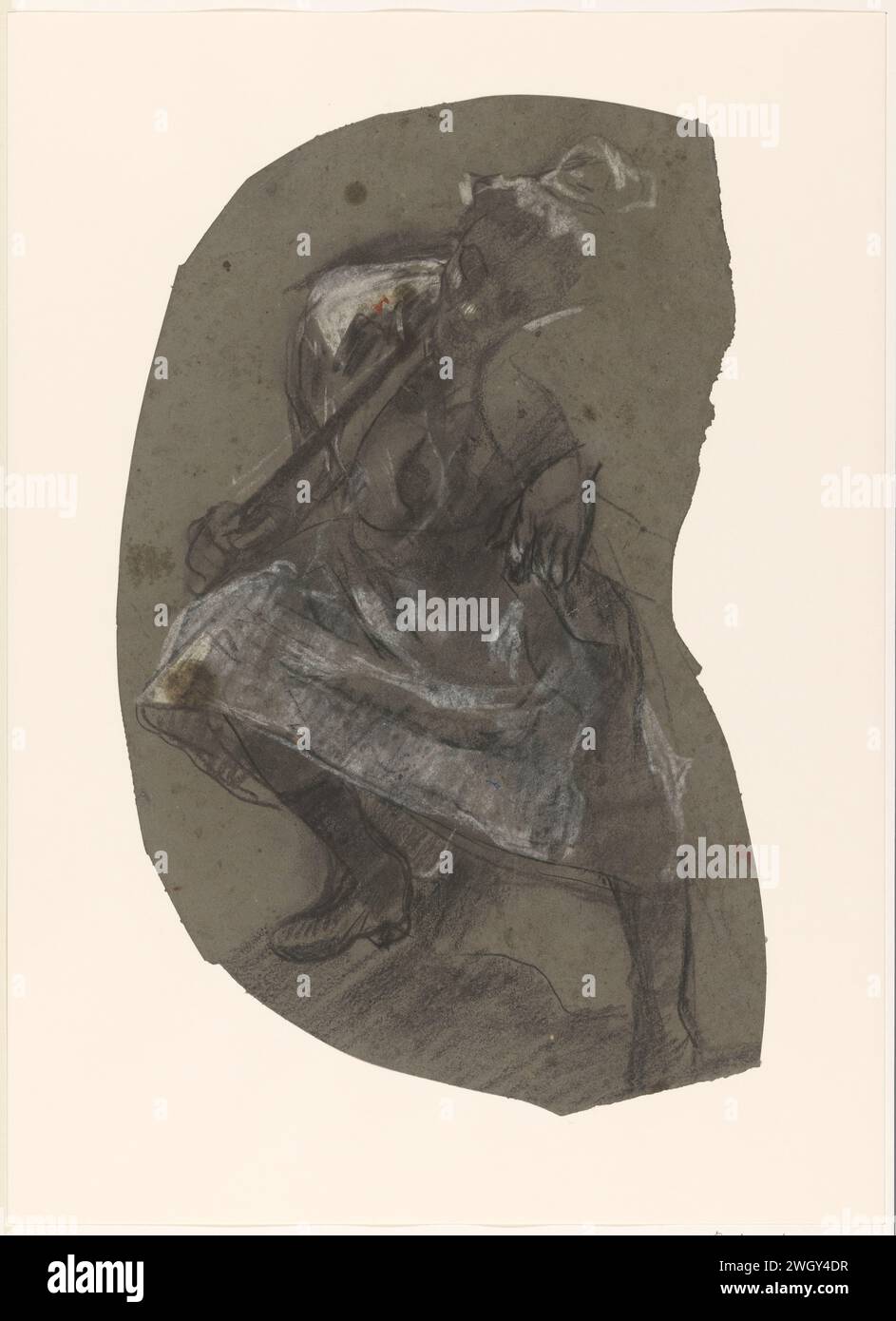 Standing female figure, Jac van Looij, 1865 - 1930 drawing paper. chalk ...