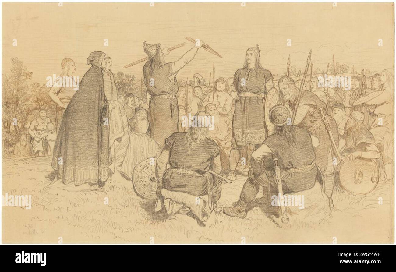 August Malmström - Illustration. Scene from the Thing, The Saga of ...