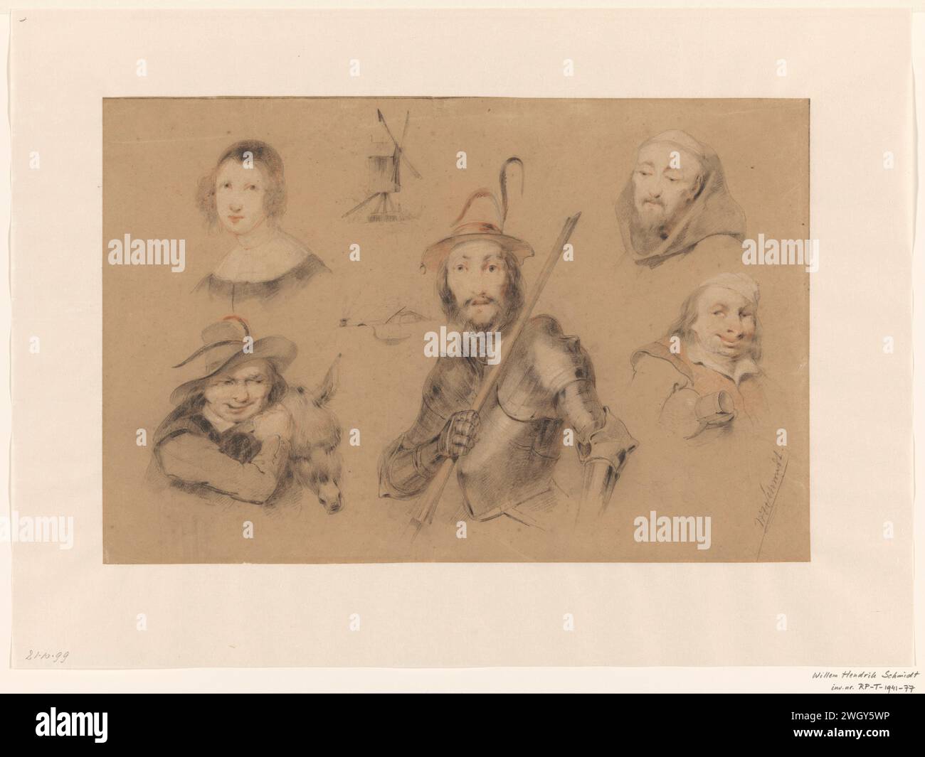 Figures from Don Quichot, Willem Hendrik Schmidt, 1819 - 1849 drawing ...