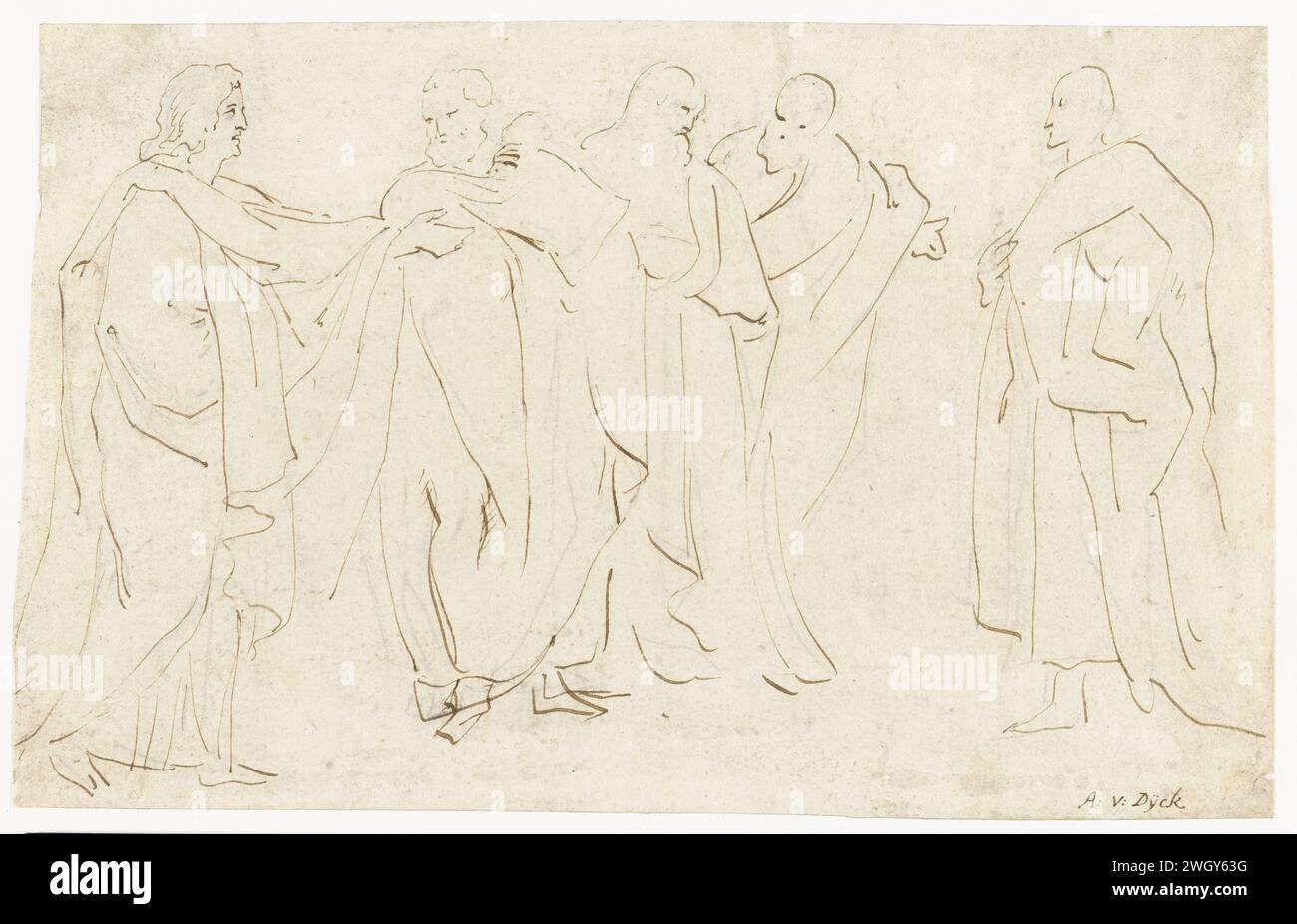 Group standing men in gowns, Peter Paul Rubens, 1587 - 1640 drawing ...