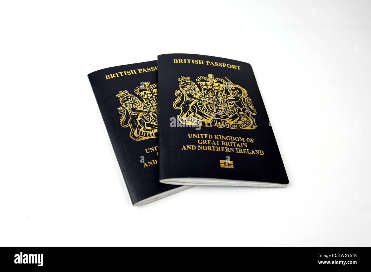 Two British passports on white background – Wales, UK – 6 February 2024 ...