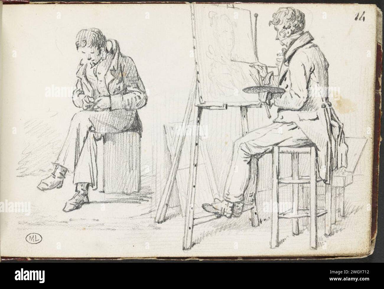 Auguste Xavier Leprince, , Un peintre et un jeune homme assis, Louvre ...