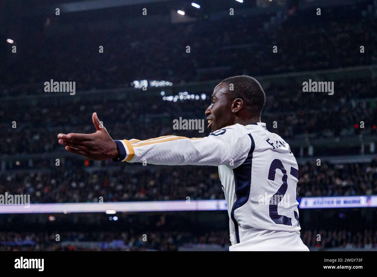Madrid, Spain. 04th Feb, 2024. Estadio Santiago Bernabéu Ferland Mendy ...