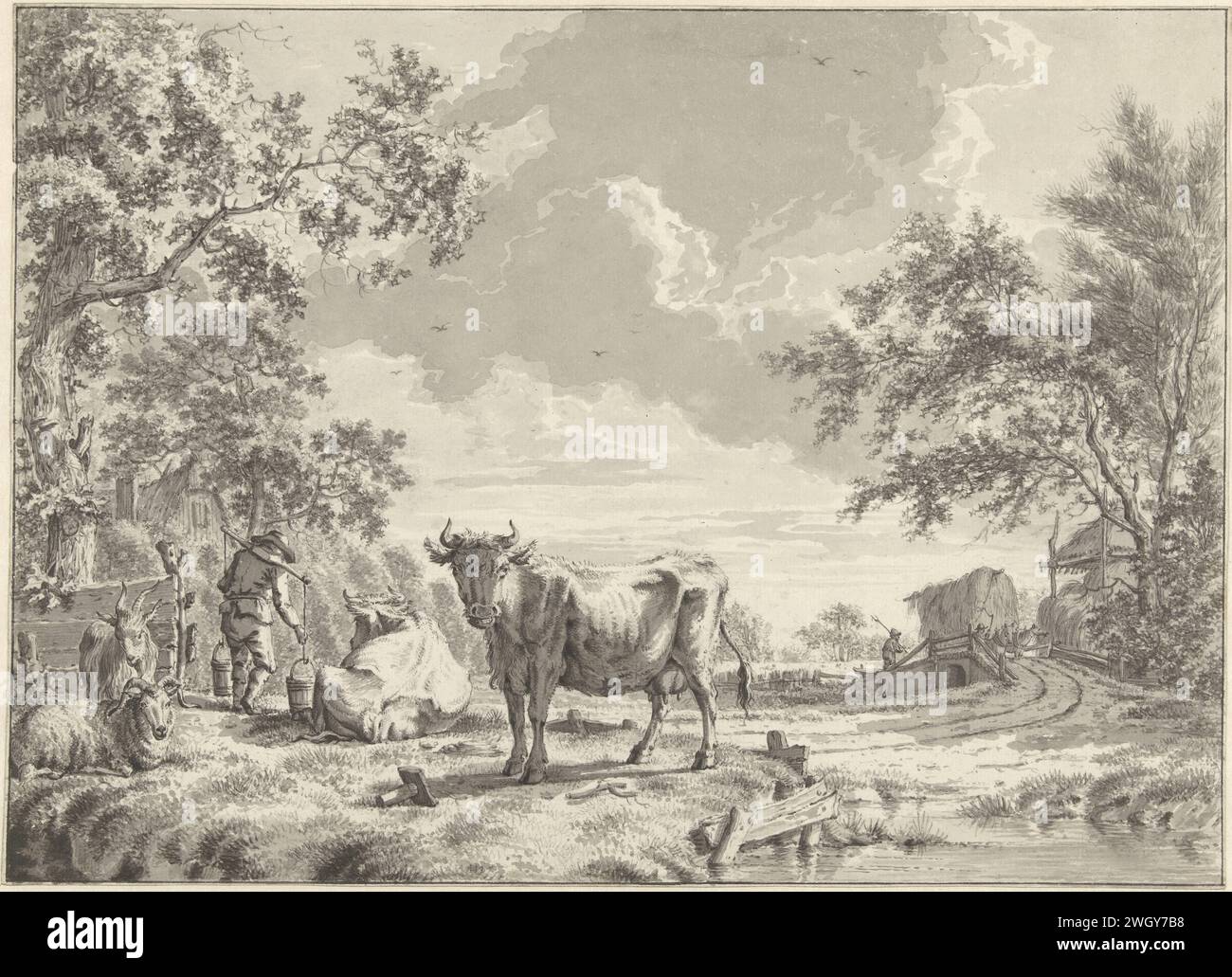 Landscape with Vee, Johannes Jelgerhuis, 1787 drawing paper. chalk ...