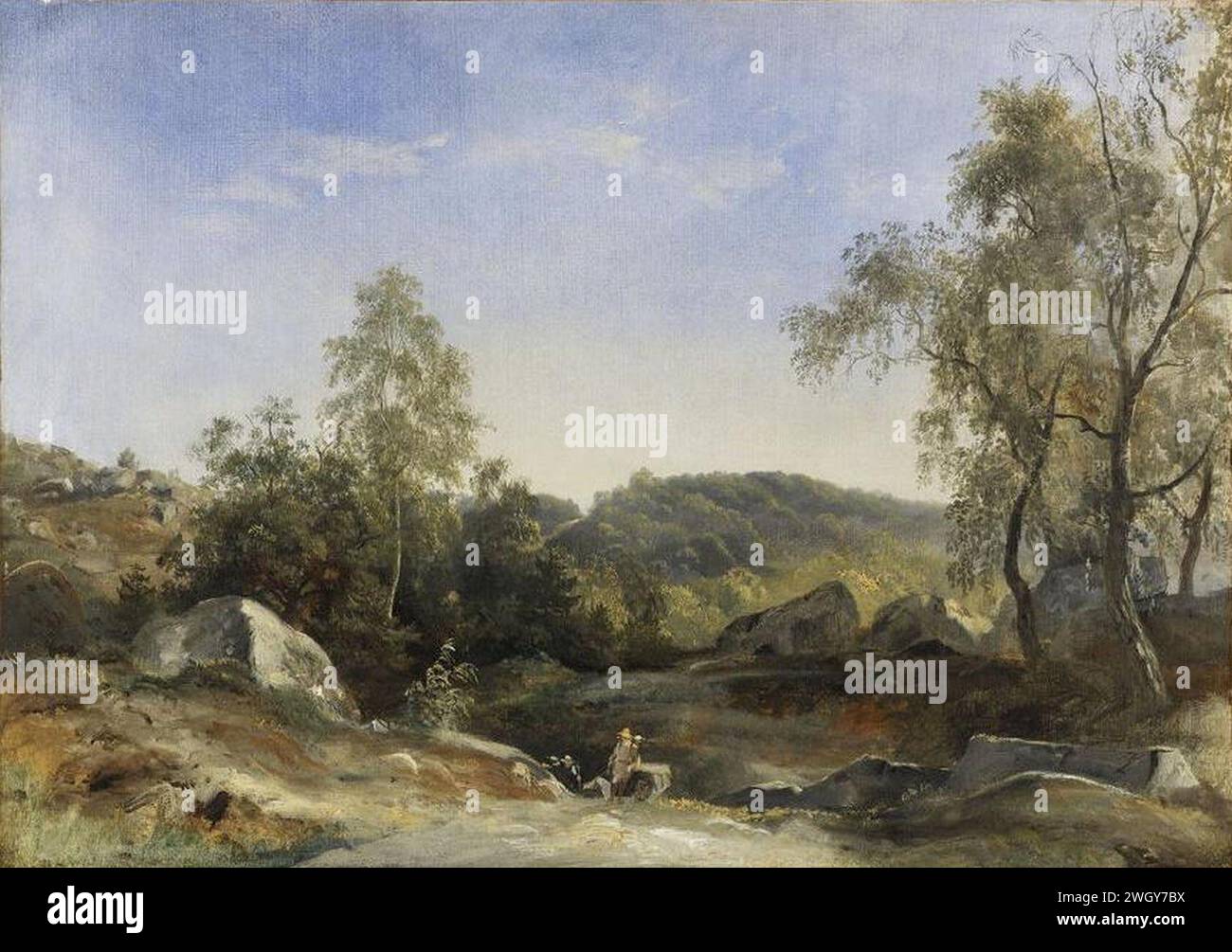 Auguste-Xavier Leprince, Painters at Rest, Fontainebleau, c. 1824 Stock ...