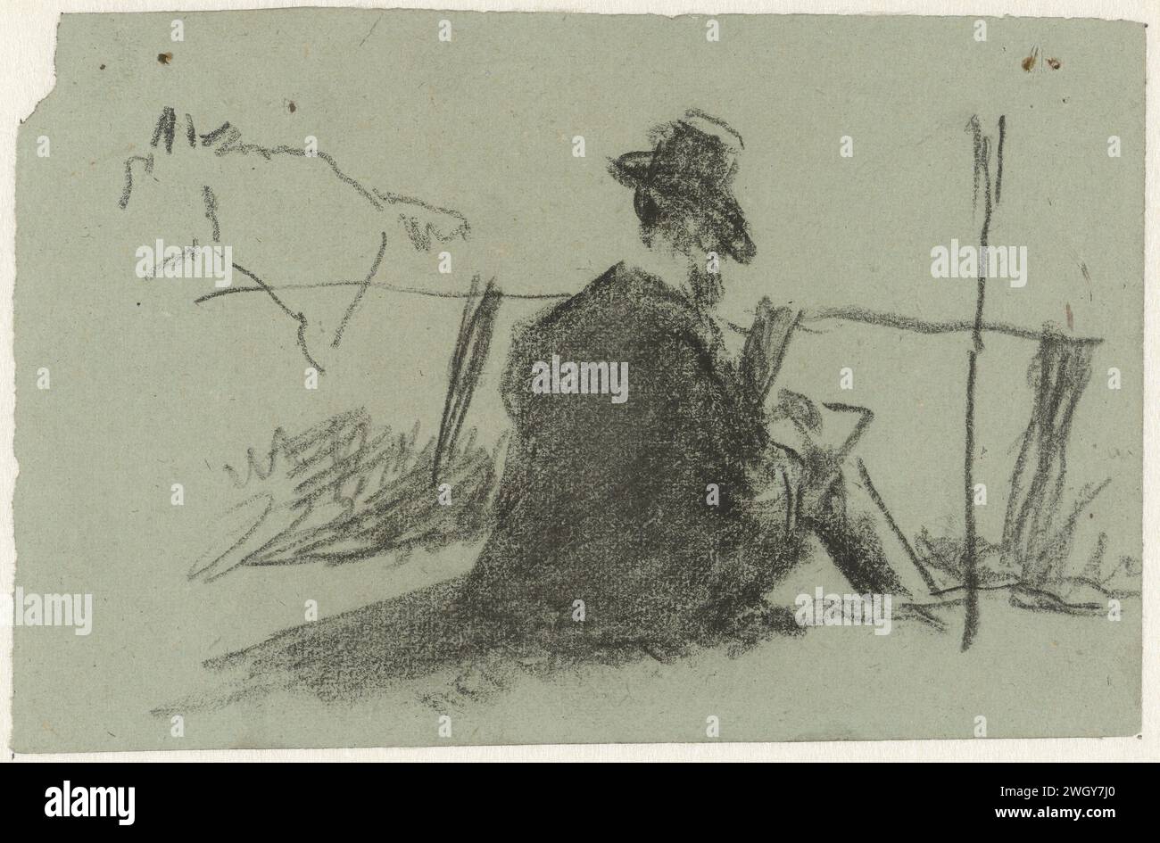 Seated draftsman in landscape, Guillaume Anne van der Brugghen, 1821 ...