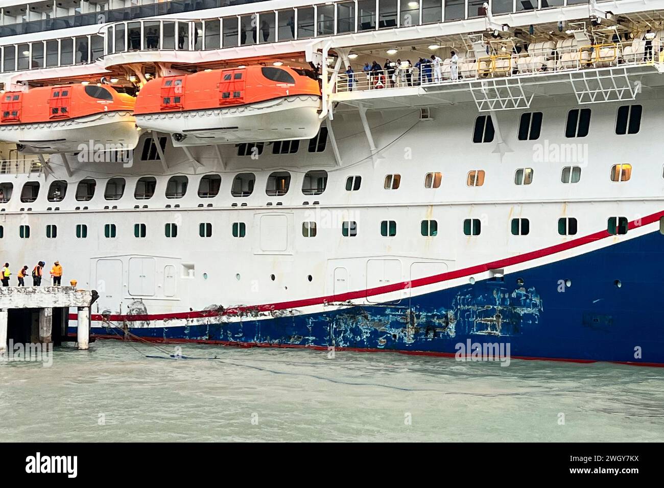 The Carnival Magic is seen docked in Ocho Rios, Jamaica during day ...