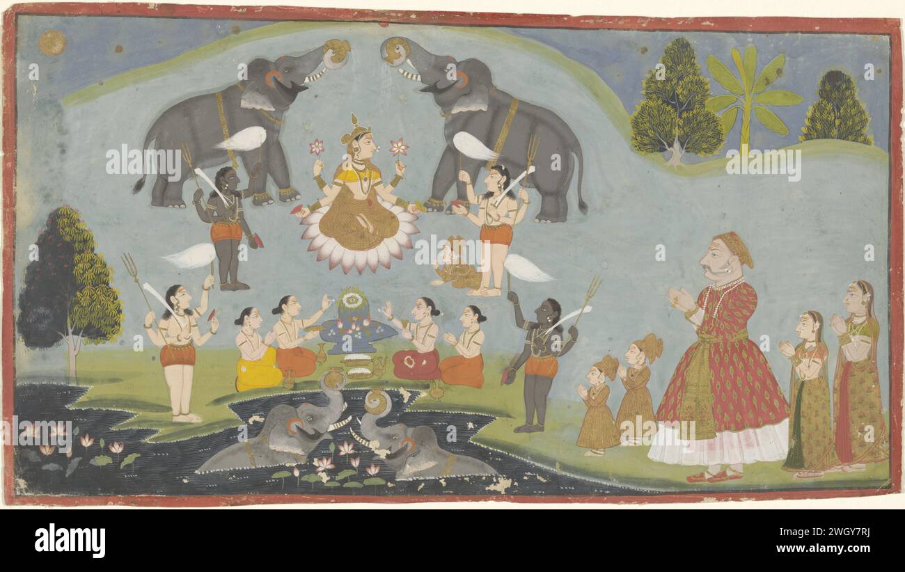 Worship of the goddess Devi, Anonymous, c. 1720 Indian miniature ...