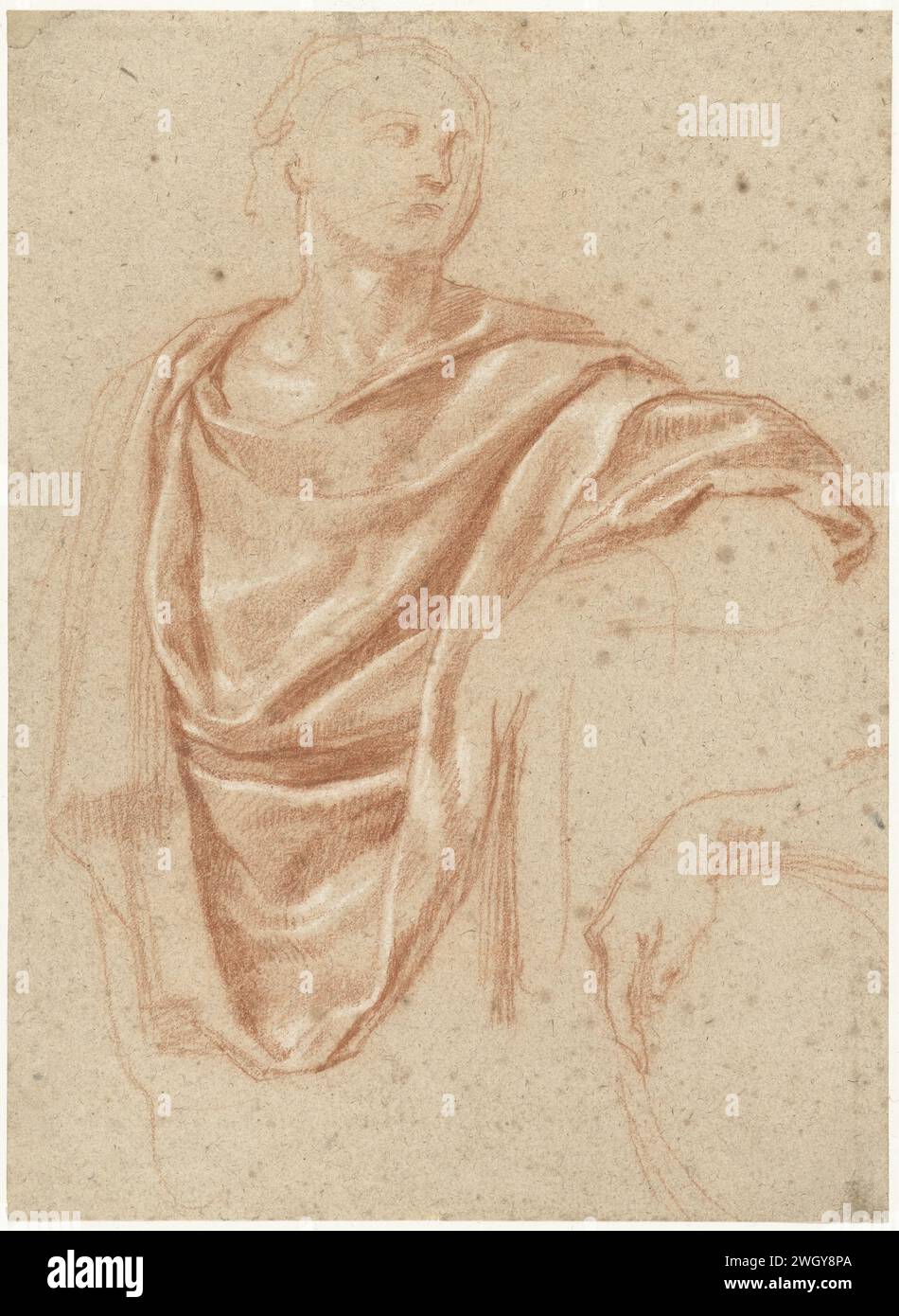 Roman in Toga and study of a hand, Eustache Lesueur, 1627 - 1655 ...