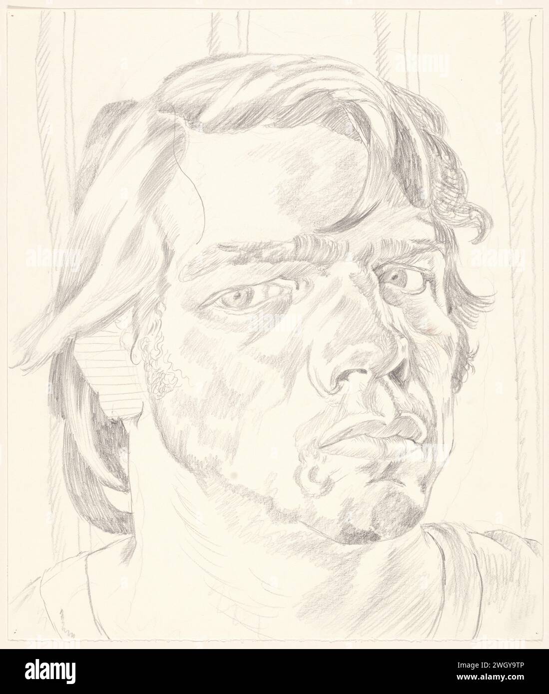 Self -portrait, Philip Akkerman, 1991 drawing ¾ and face shown self ...