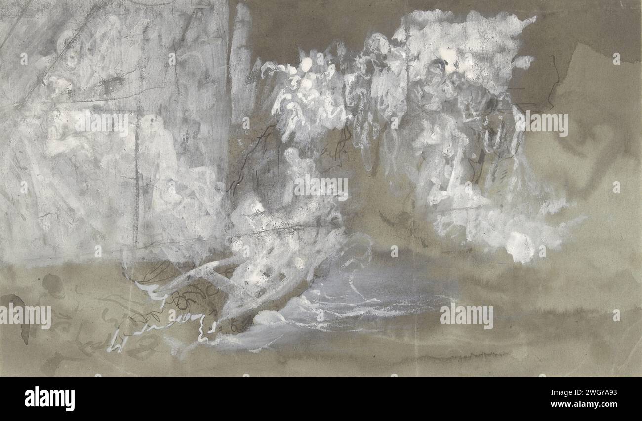 Wolk in which figures are floating, Gustave Doré, 1842 - 1883 drawing ...