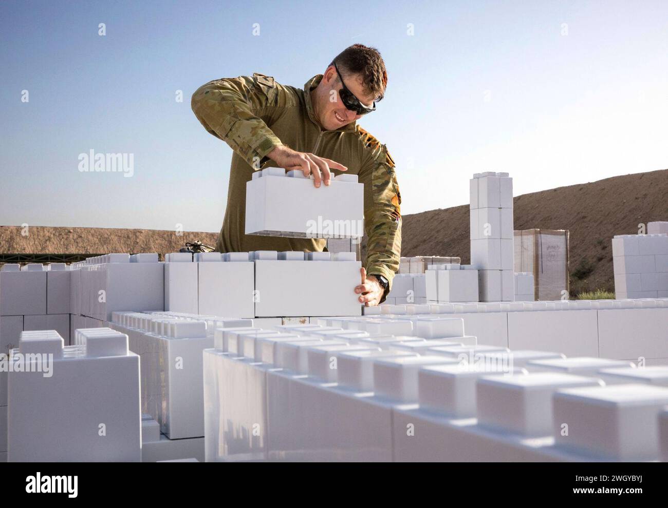 Australian soldier building a modular Urban Training Facility at Camp ...