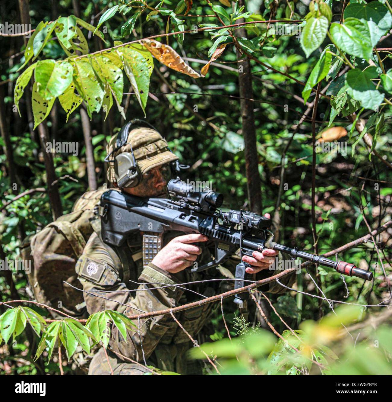 Australian soldier armed with a EF88 rifle during Exercise Super Garuda ...