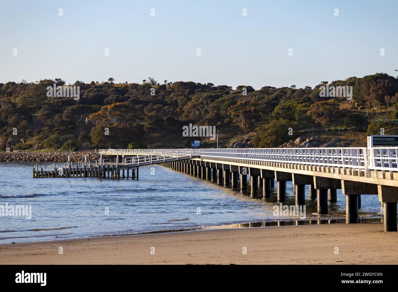 The new causeway between Victor Harbor and Granite island on a bright ...