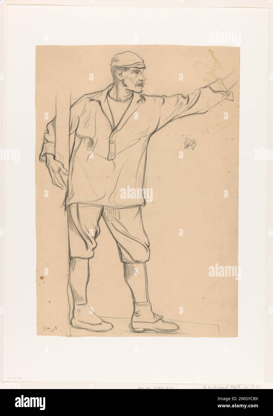 Standing man with vast arm, Richard Nicolaüs Roland Holst, 1903 drawing ...