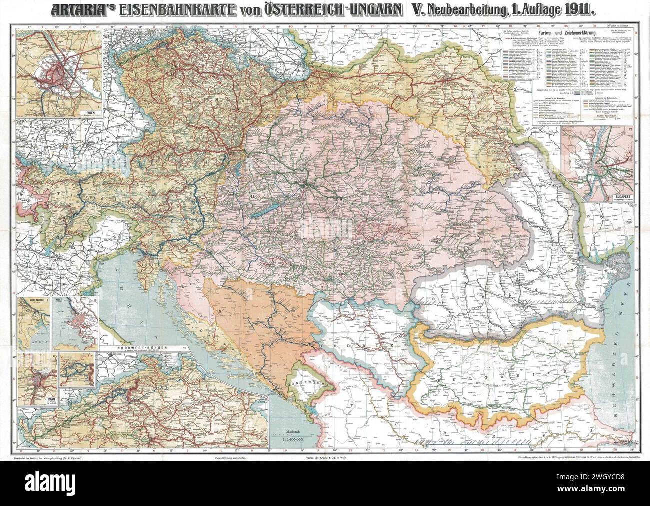 Austro-Hungarian railway map Stock Photo - Alamy