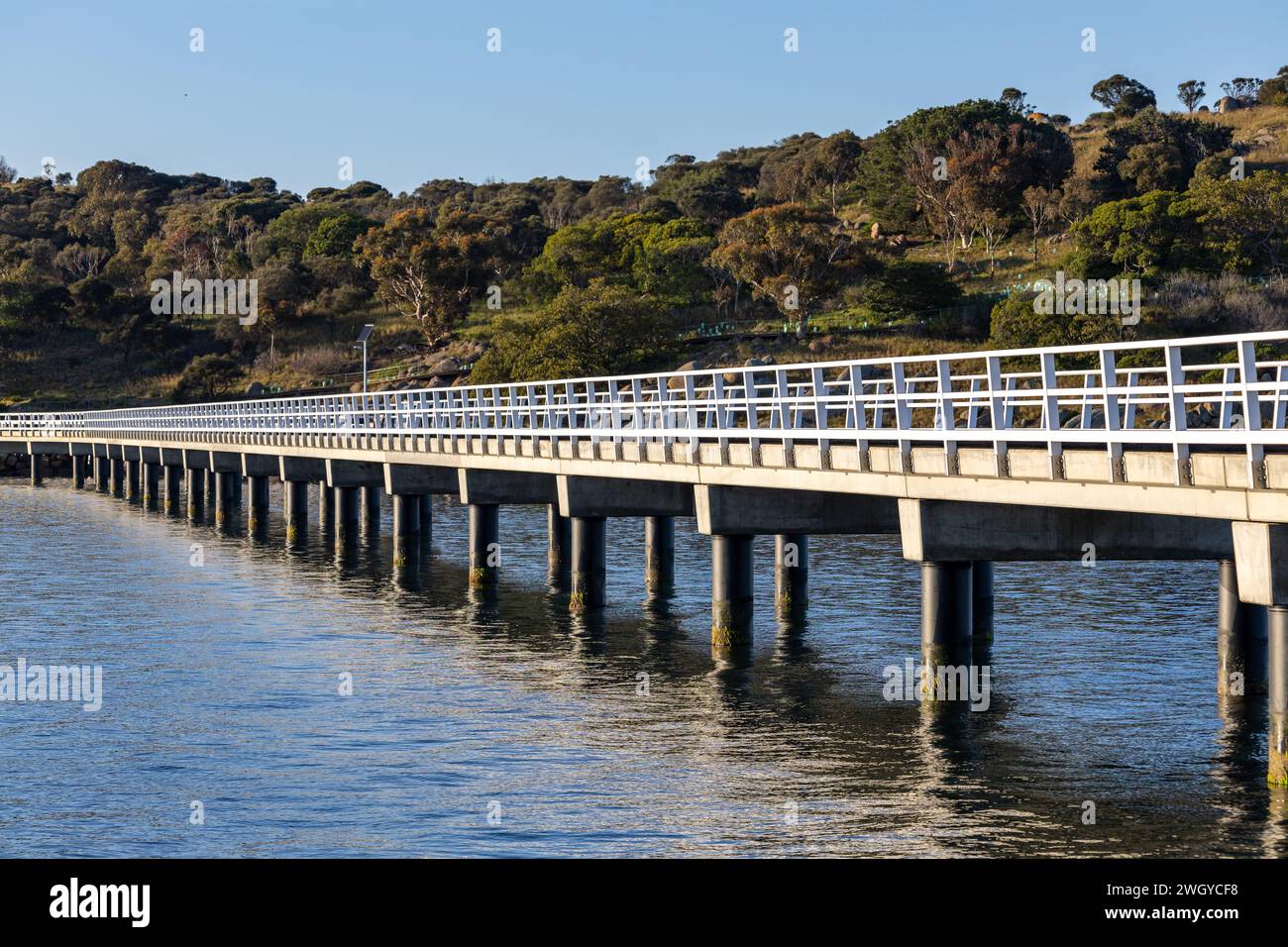The new causeway between Victor Harbor and Granite island on a bright ...