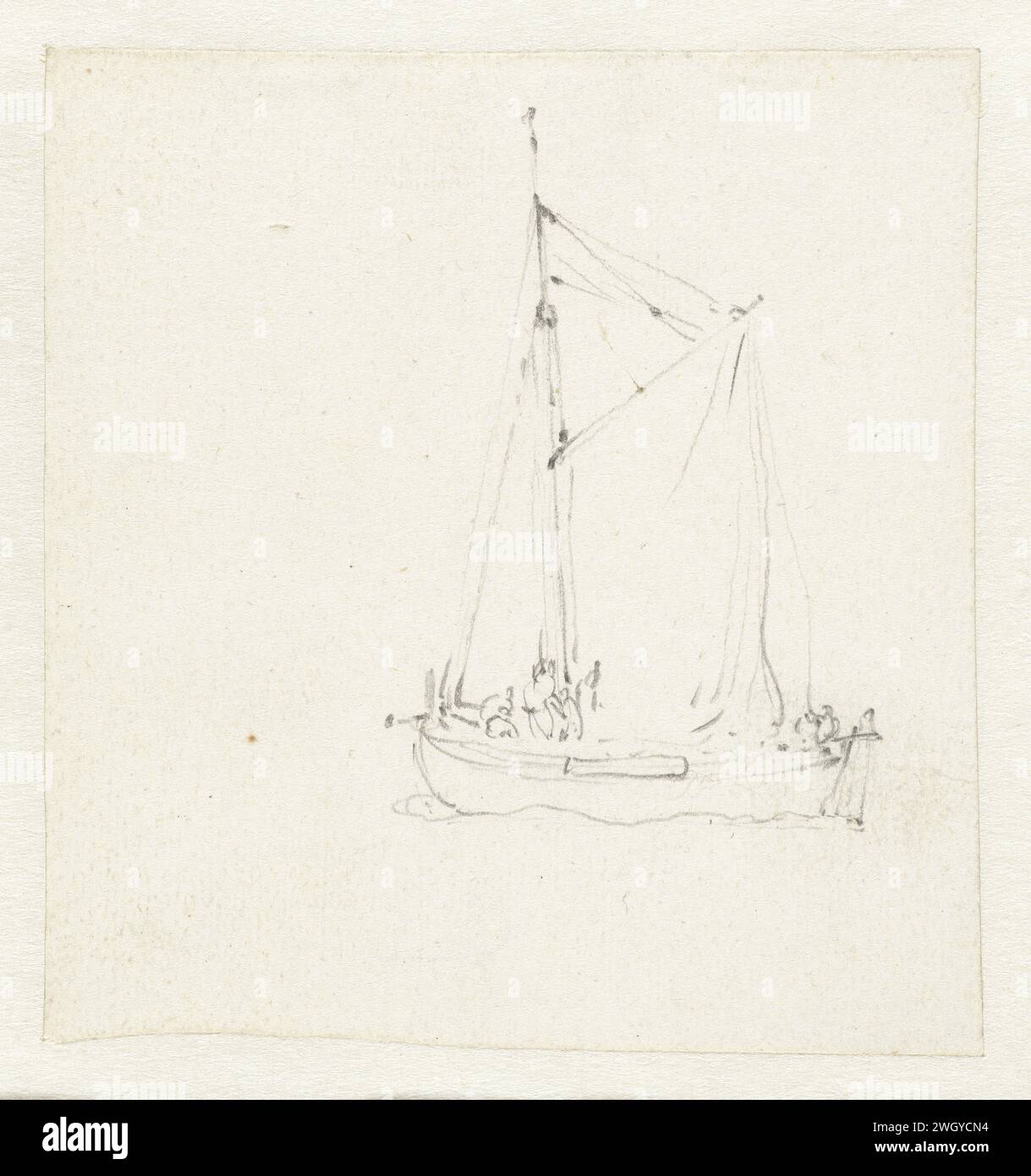 Vessel, Willem van de Velde (II), 1643 - 1707 drawing paper. pencil ...