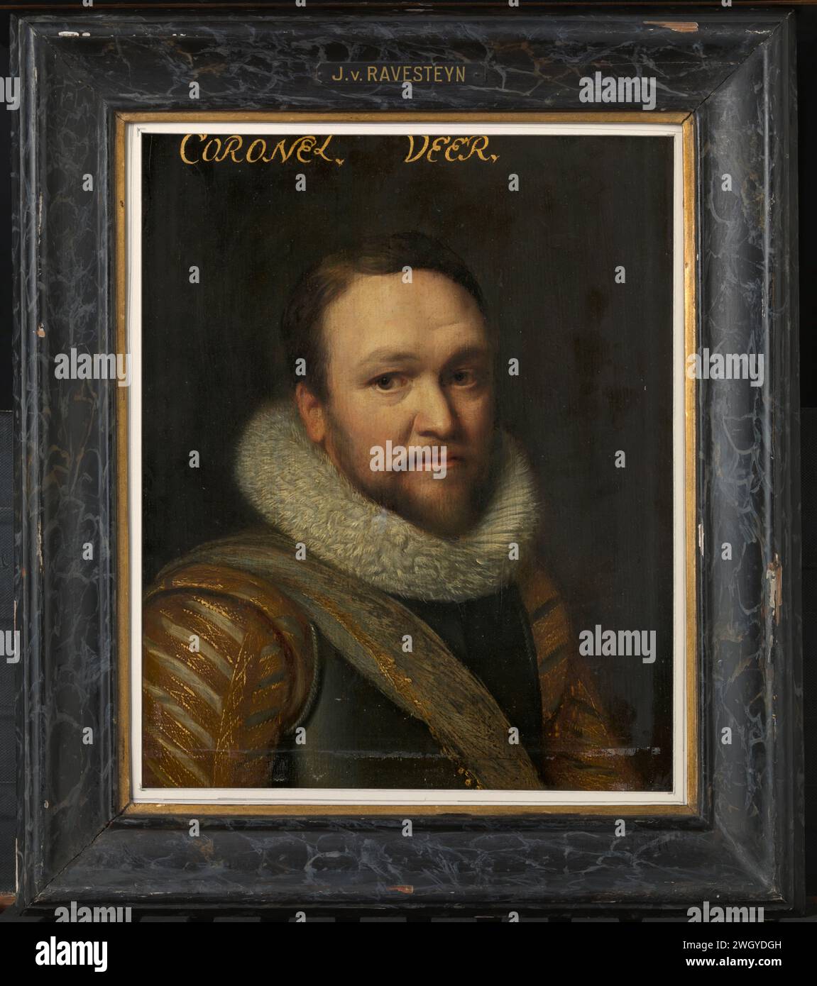 Black, marbled profile frame, c. 1400 - c. 1950 Black, marbled profile ...