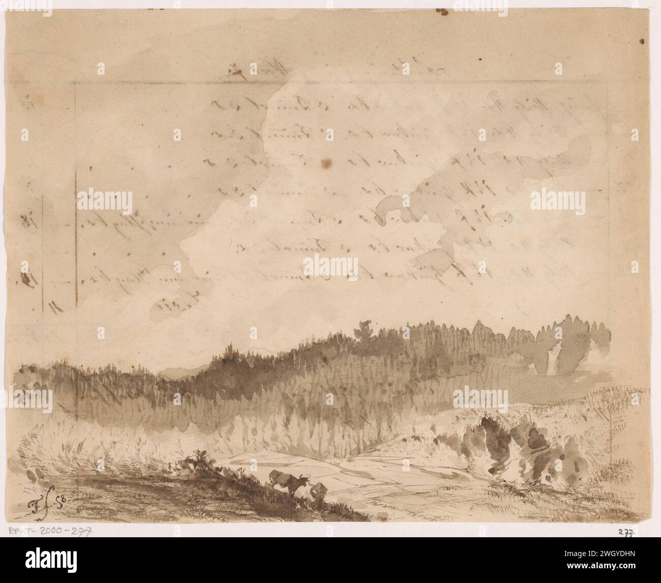 Forest landscape with Herten, Johannes Tavenraat, 1858 drawing Forest ...