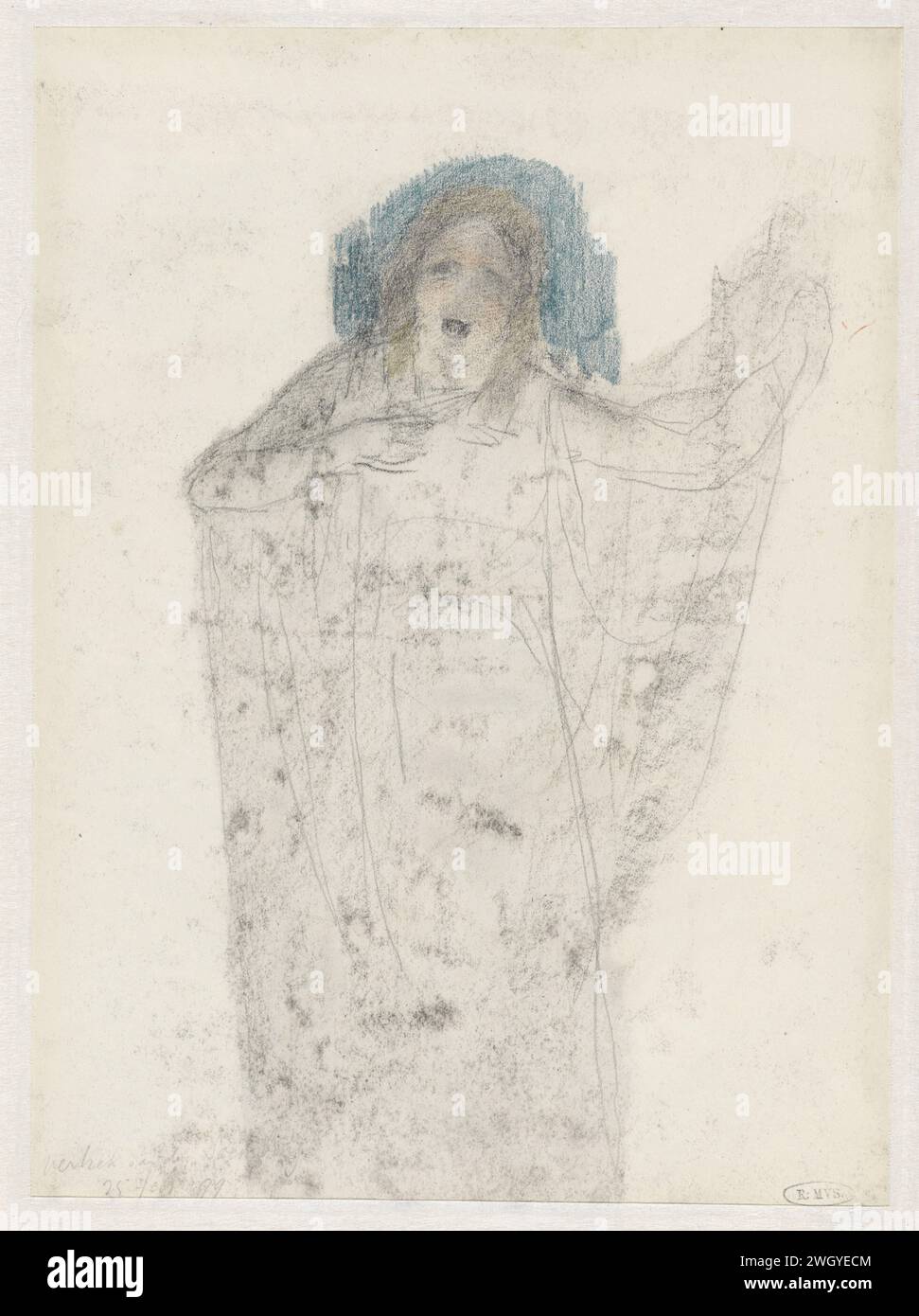 Standing singer, Johan Antonie de Jonge, 1874 - 1927 drawing paper ...