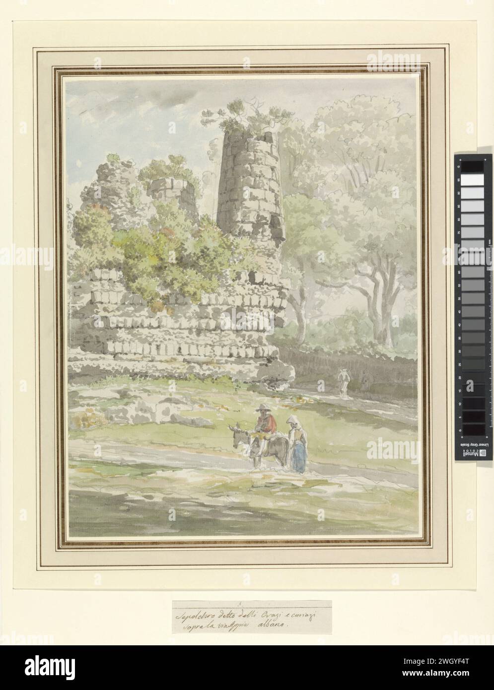 Graf Van Horace Aan de Via Appia, Carlo Labruzzi, 1789 drawing paper ...