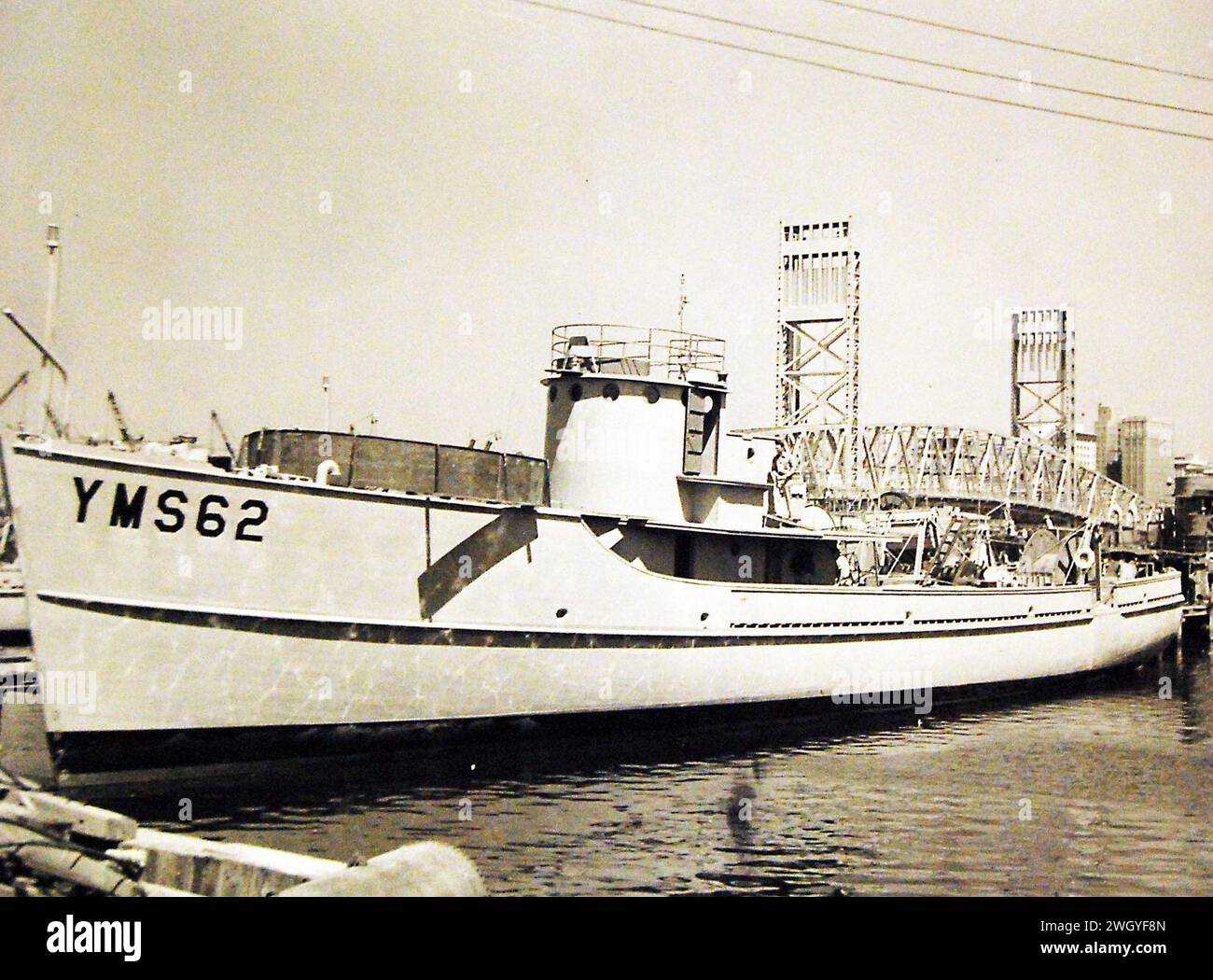 Auxiliary Motor Mine Sweeper USS YMS-62 shown after completion, April ...
