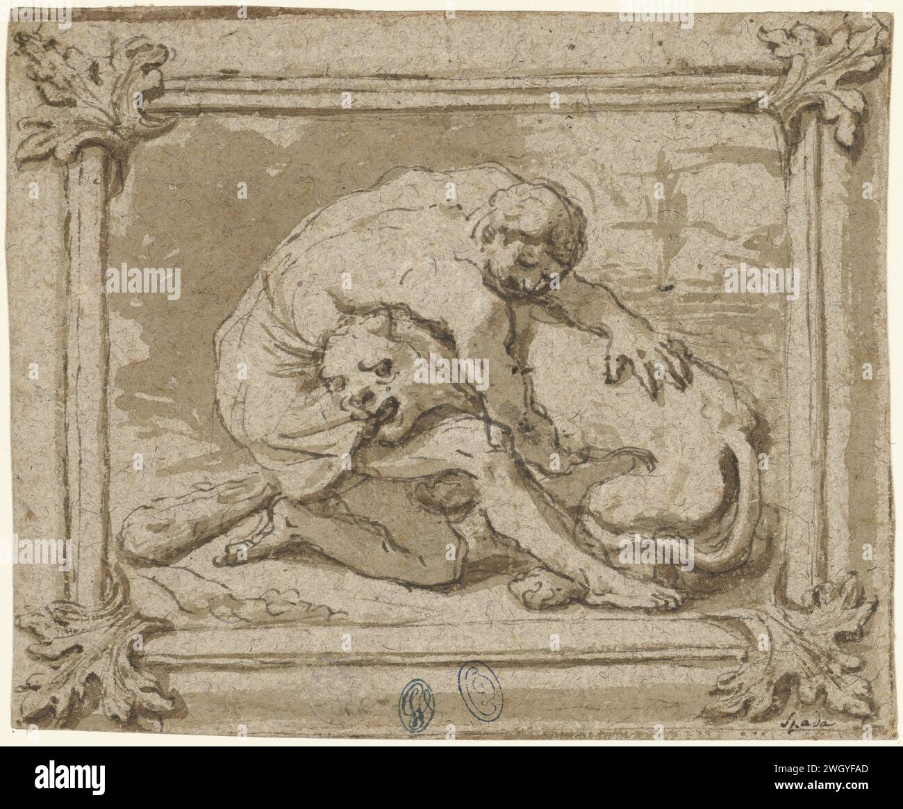 Hercules in fight with the Nemic Lion, Lionello Spada, 1611 - 1621 ...