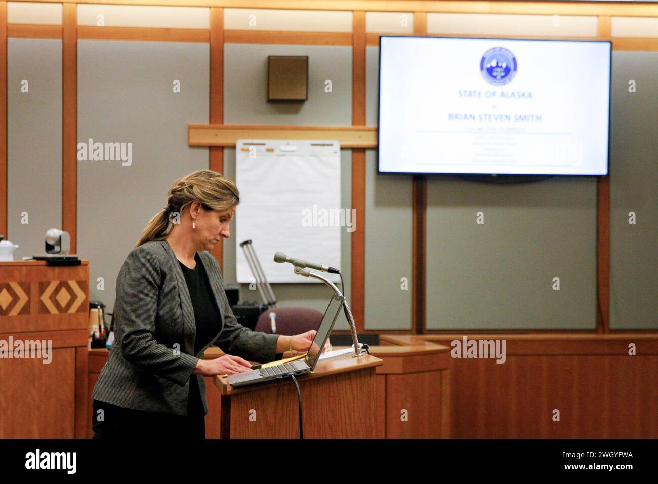 District Attorney Brittany Dunlop prepares to give her opening ...