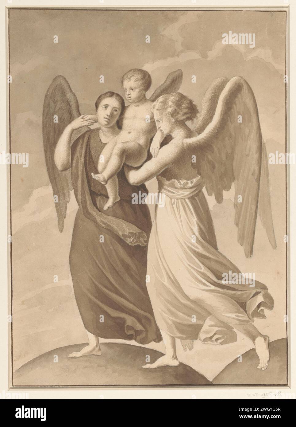 Two angels wear a child about the separation of two worlds proposed as ...
