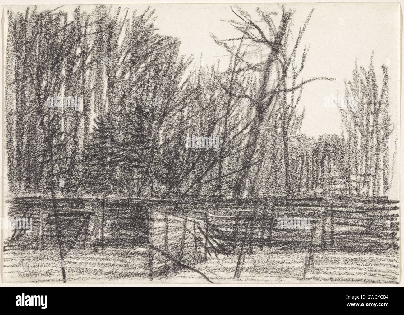 Bosrand with deposition, 1939 - 2009 drawing paper. groups of trees ...