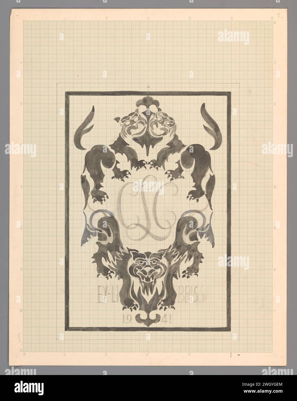 Design for the ex Libris by Carel Lion Cachet, Carel Adolph Lion Cachet ...