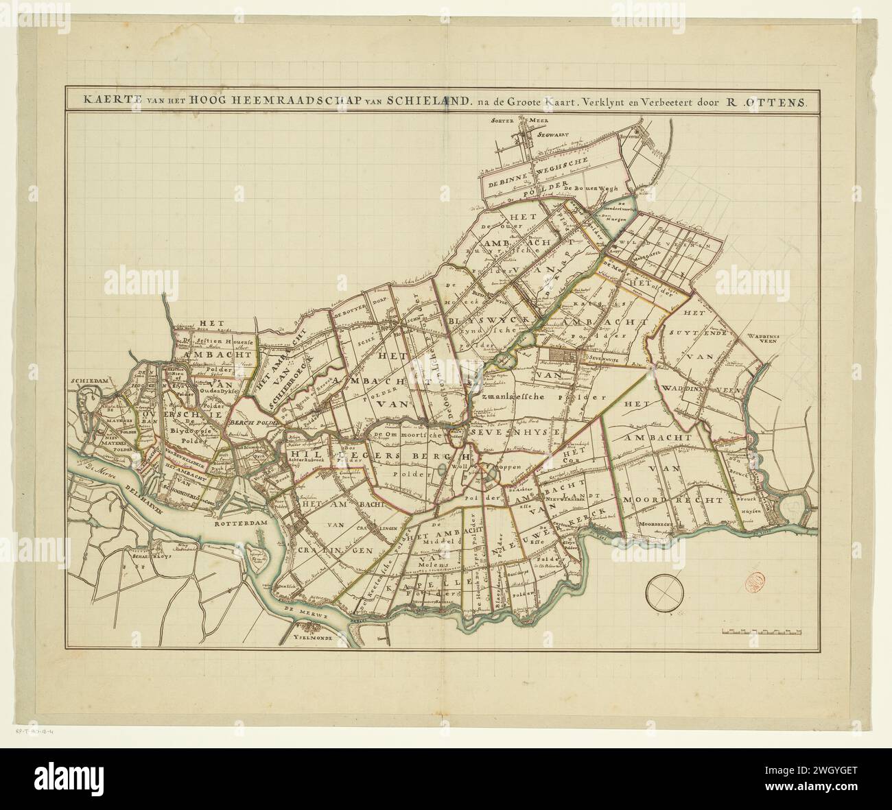 Map of Schieland Water Appeal Shame, Reinier Ottens (I), 1725 - 1772 ...