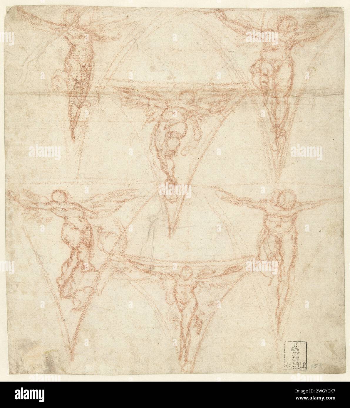 Six designs for swing fillings with floating angels, Cherubino Alberti ...