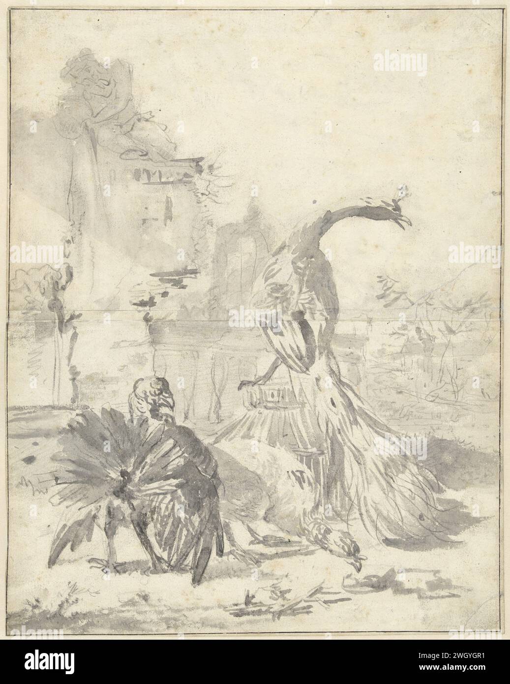 Hoenderhof with a peacock and two turkeys, Jan Weenix, 1650 - 1719 ...