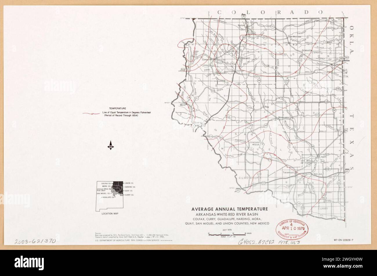 Average annual temperature, Arkansas-White-Red River basin - Colfax ...