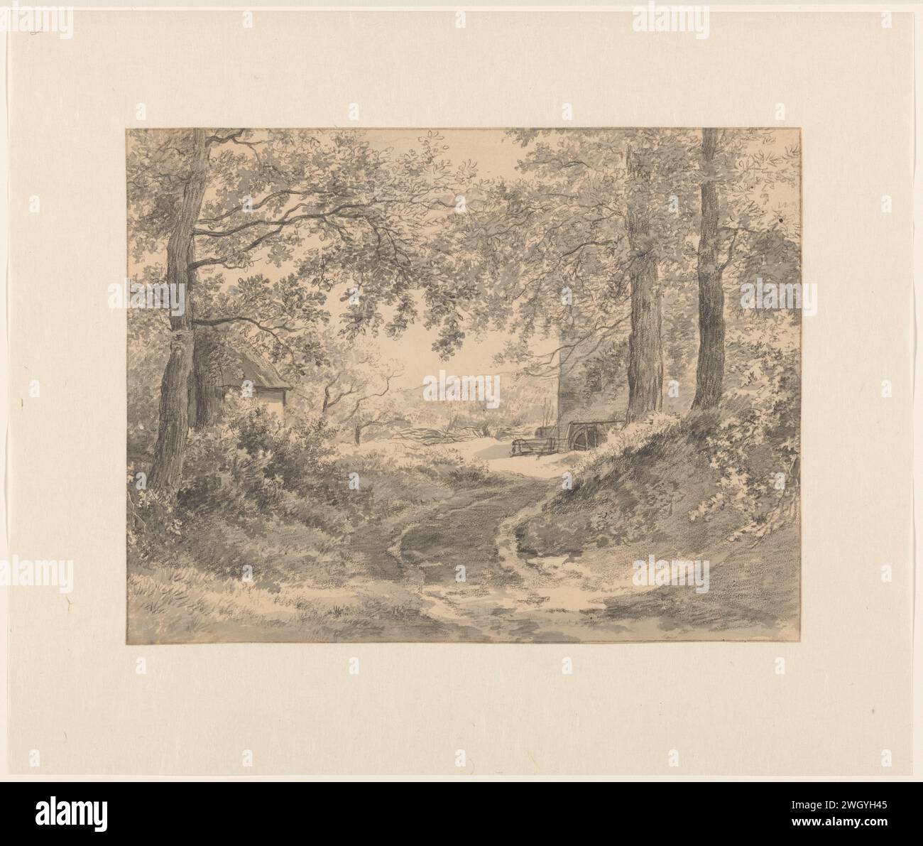 Landscape, Gerrit Jan Michaëlis, 1785 - 1857 drawing paper. chalk brush ...