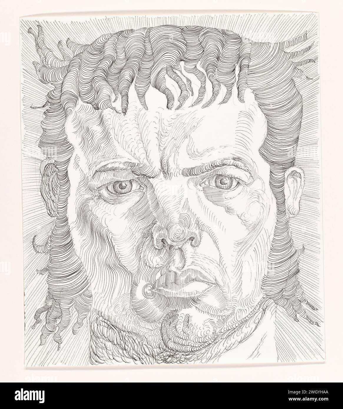 Self -portrait 1998 No. 95, Philip Akkerman, 1998 drawing And face shown slightly deformed self ...