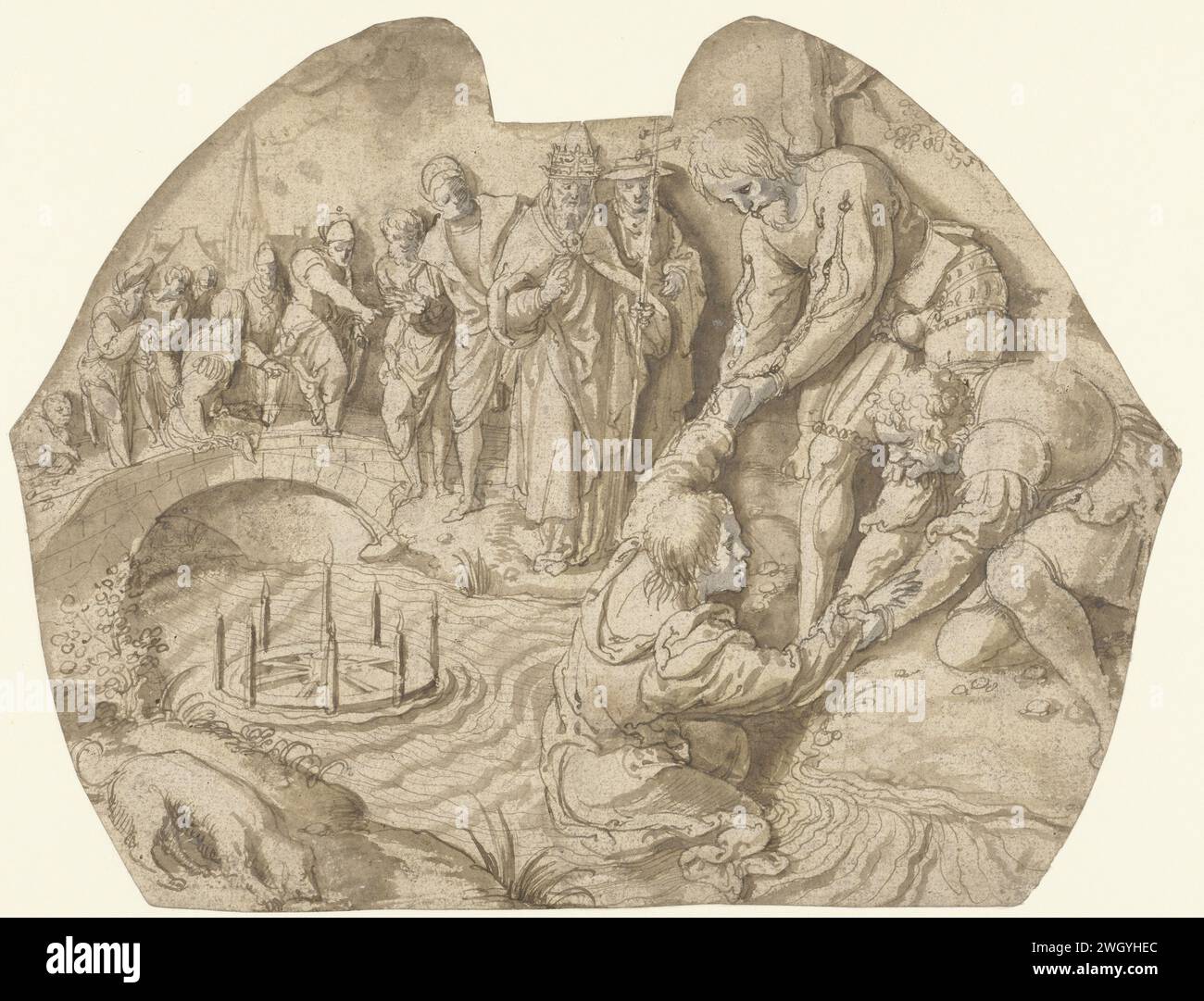 Redding of Saint Donatianus, Lancelot Blondeel, 1545 - 1550 drawing The ...