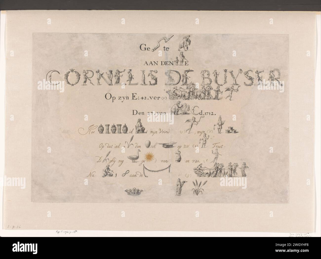 Rebus dedicated to Cornelis de Buyser, Christoffel Lubienitzki, 1712 ...
