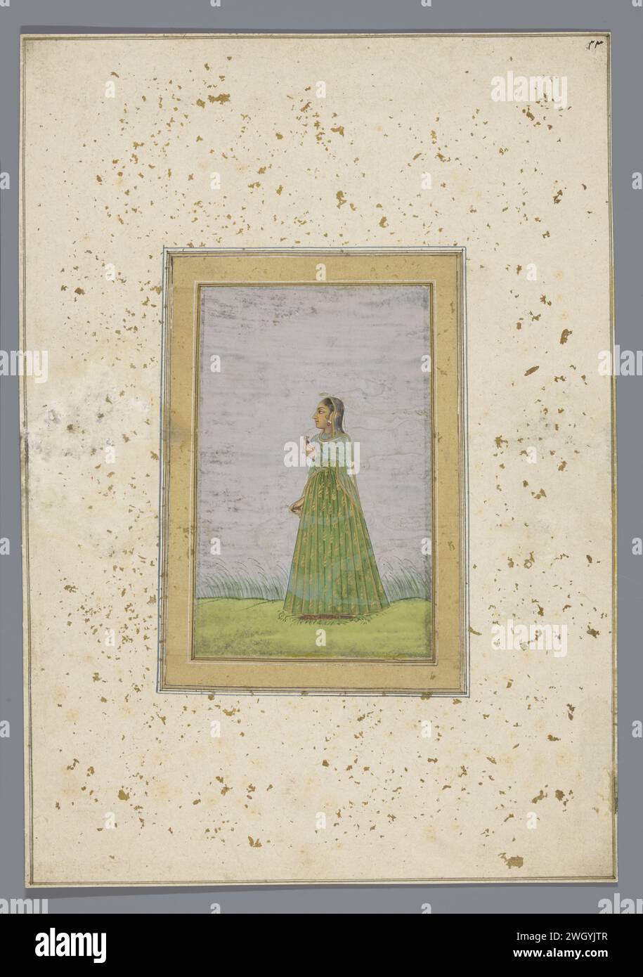 Standing woman from the side in green robe, Anonymous, 1700 - 1799 ...
