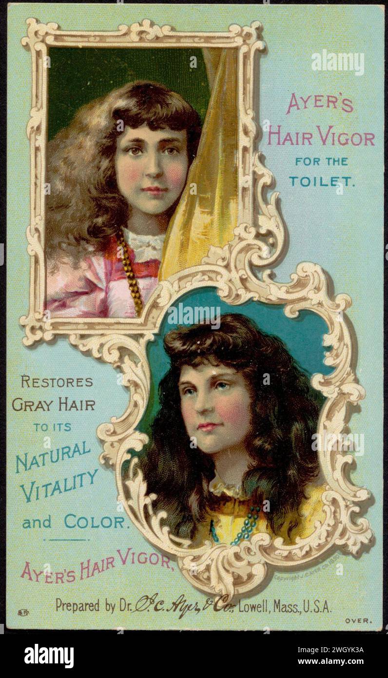 Ayer's Hair Vigor for the toilet. Restores gray hair to its natural vitality and color, by Dr. J ...