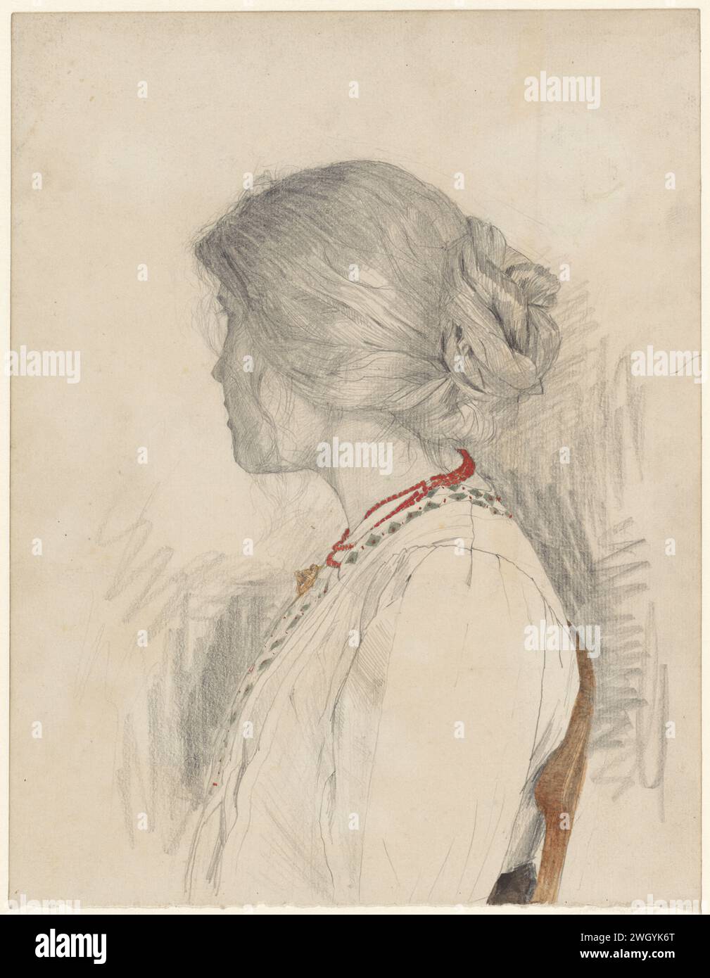 Study of a woman in a chair, in profile to the left, Theo Nieuwenhuis ...