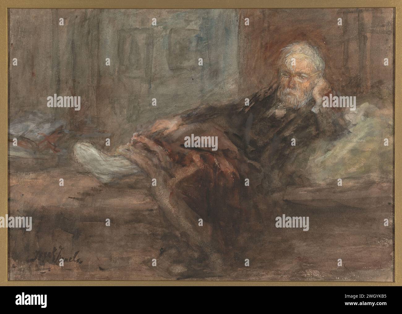 Self -portrait with sick foot, Joseph Israëls, c. 1898 drawing Self ...