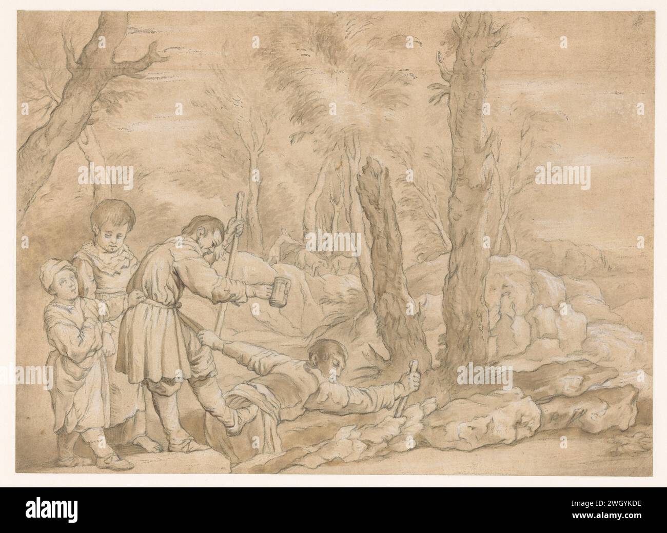 Group blind in a landscape, Anonymous, After Domenico Feti, 1600 - 1699 ...