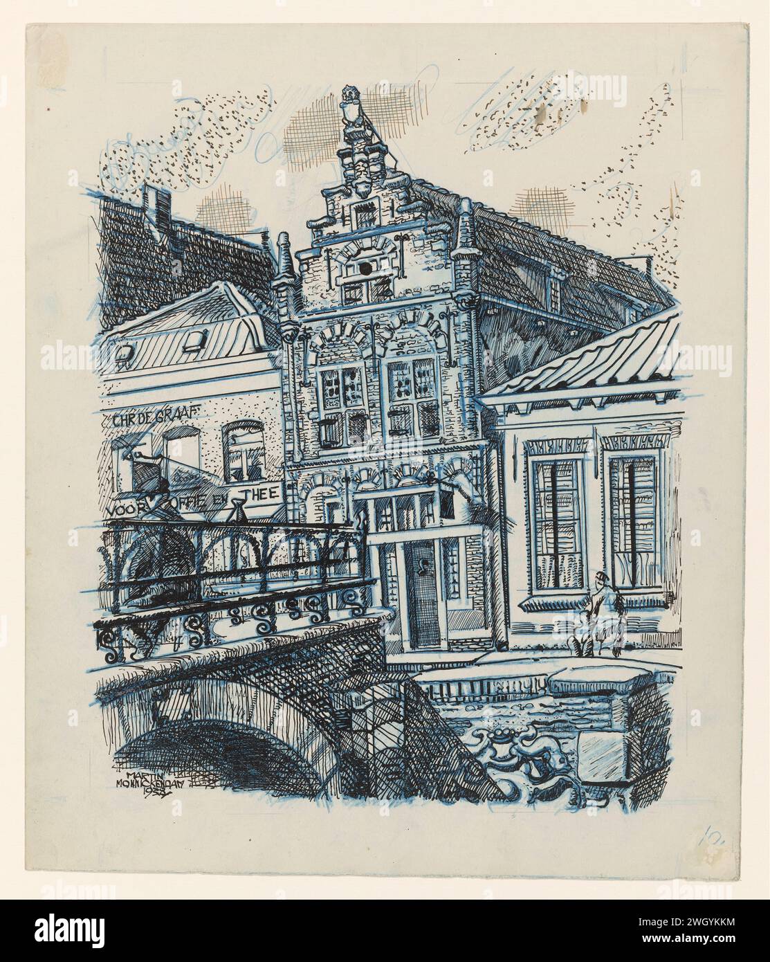 Facade of the Museum in Edam, Martin Monnickendam, 1938 drawing paper ...