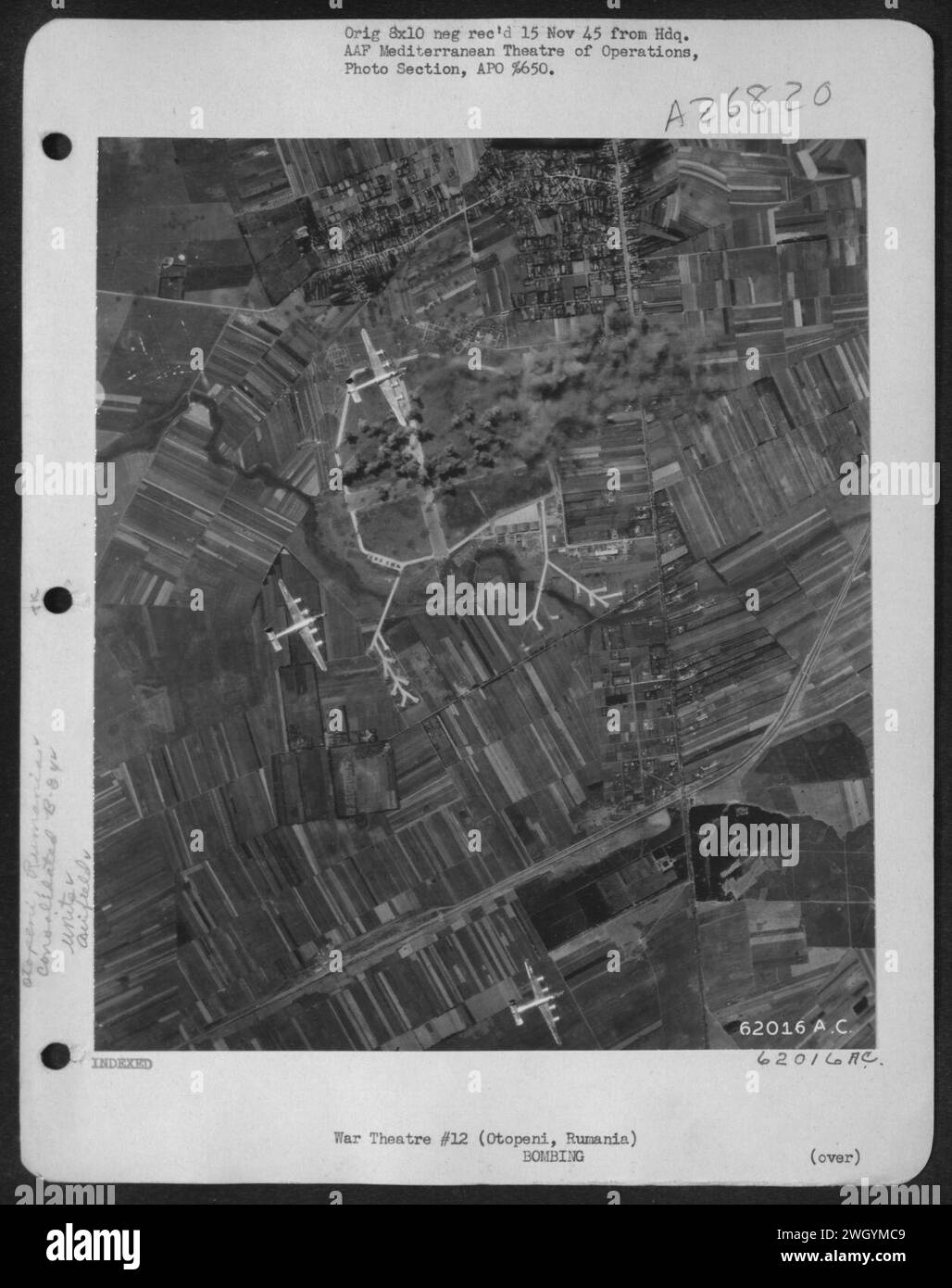 B-24 Liberators of the 98th Bomb Group bomb the Otopeni airdrome on 26 ...