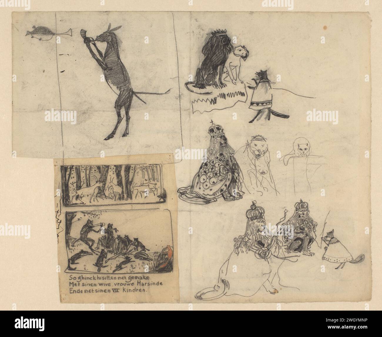 Four illustrations for Vanden Vos Reinaerde, Gerrit Willem Dijsselhof ...