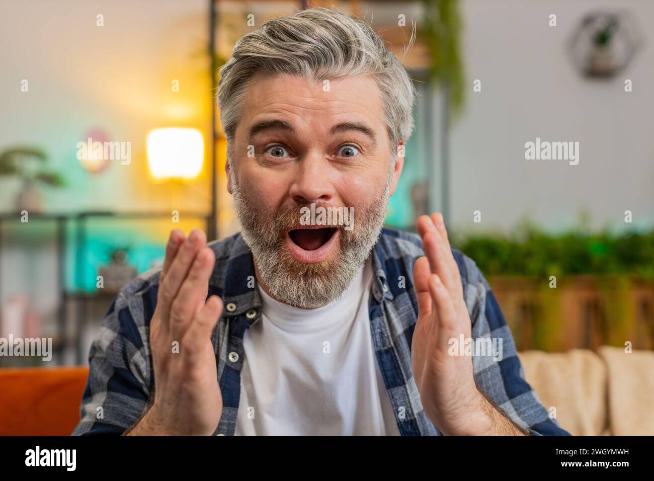 Excited astonish shocked caucasian aged hi-res stock photography and ...